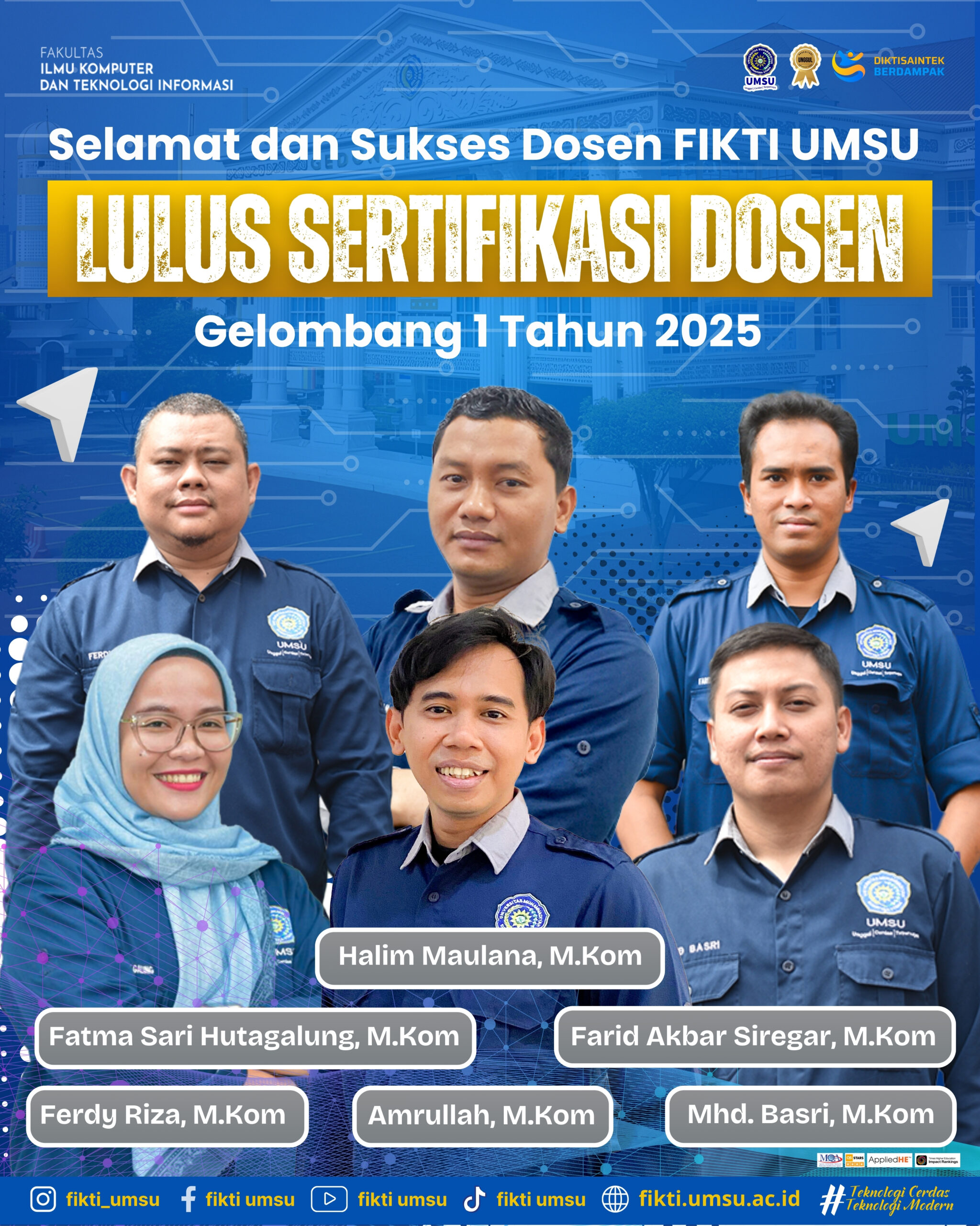 6 Dosen FIKTI UMSU Lulus Sertifikasi Dosen Gelombang 1 Tahun 2025 - FIKTI